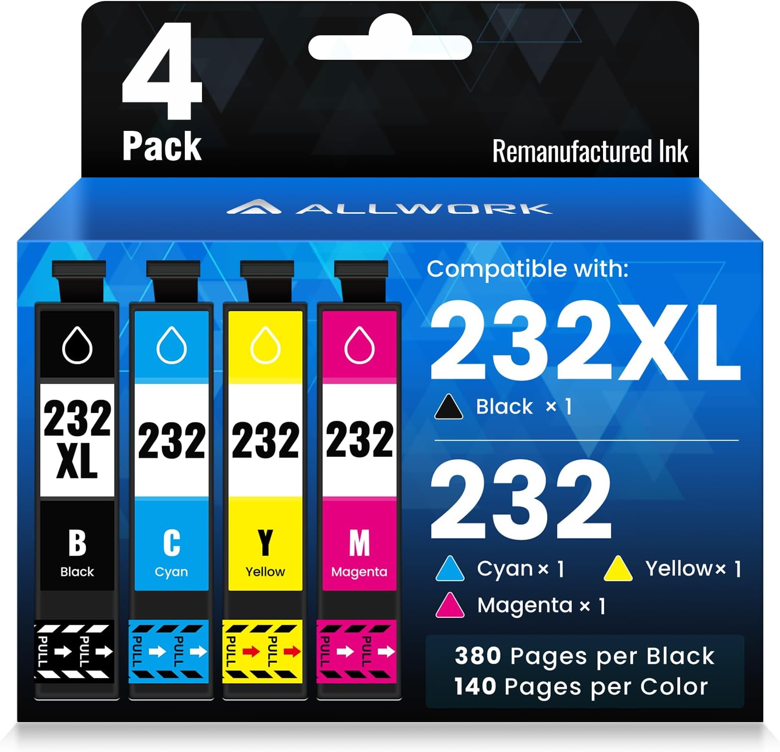 Amazon.com: ALLWORK Remanufactured 232XL 232 Ink Cartridges Combo Pack ...