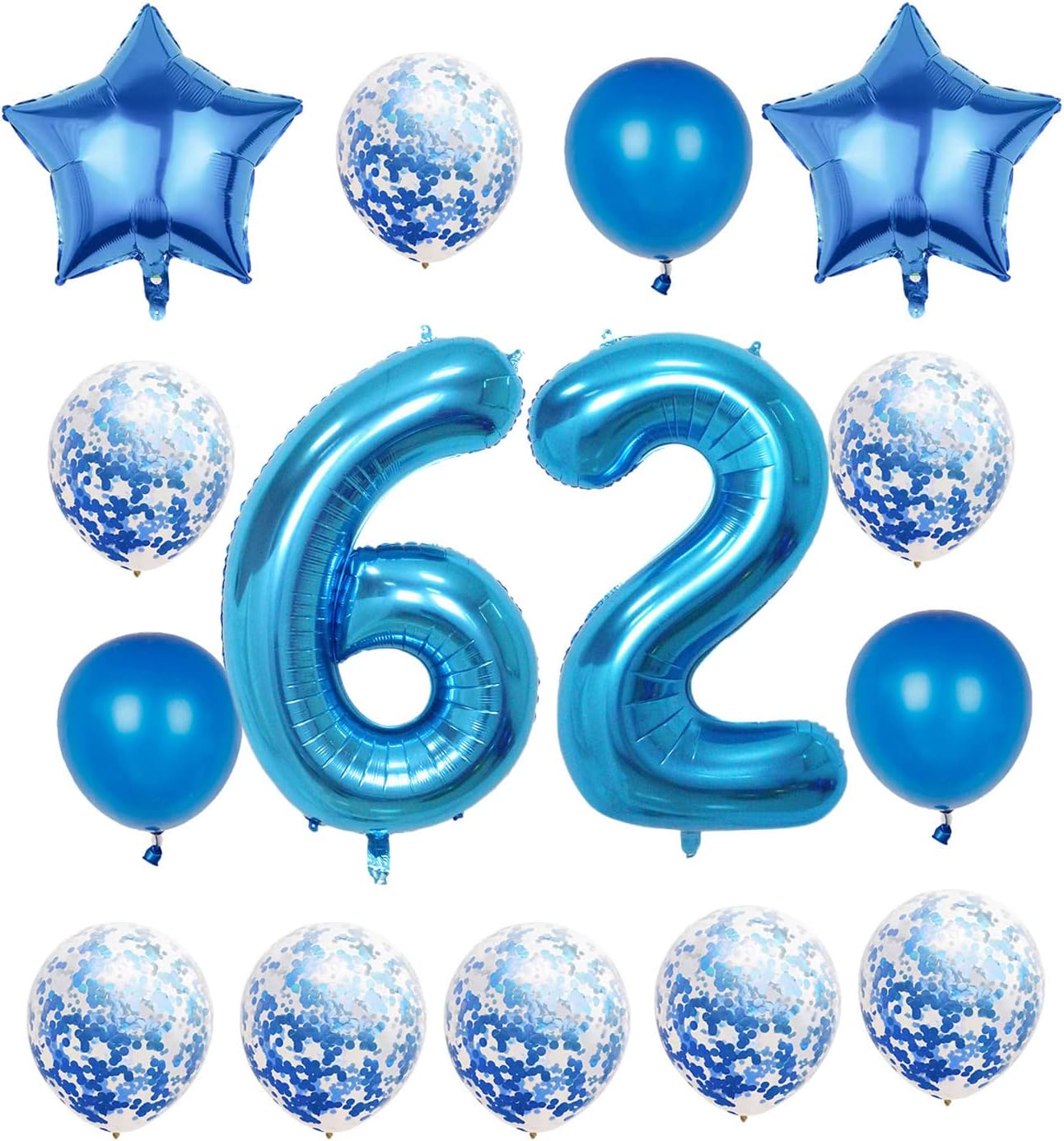 Amazon.com: 62th Birthday Decorations Party Supplies,Blue Number 62 ...