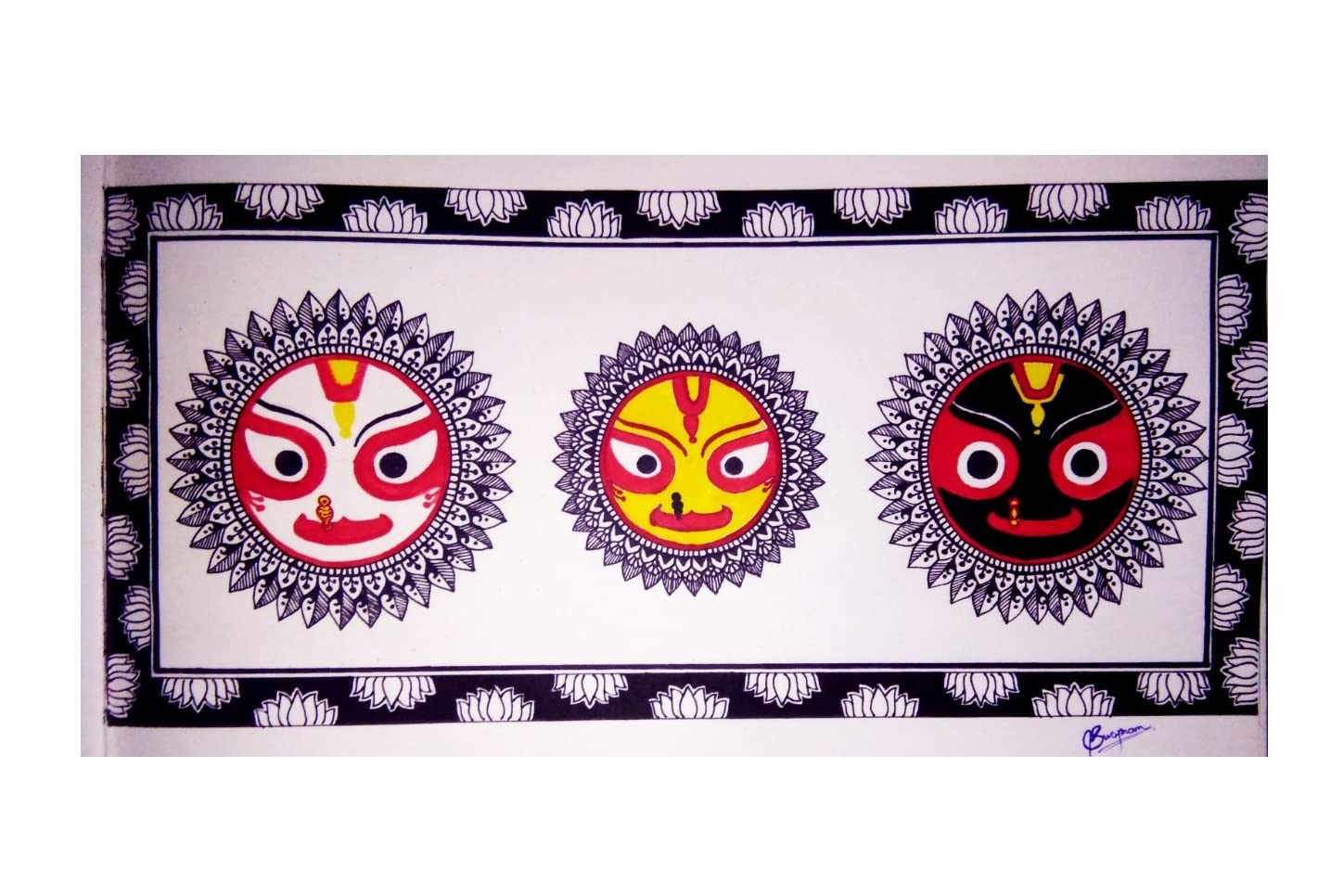 Sharanya Arts Handmade Lord Balbhadra, Subhadhra and Jagannath Mandala ...