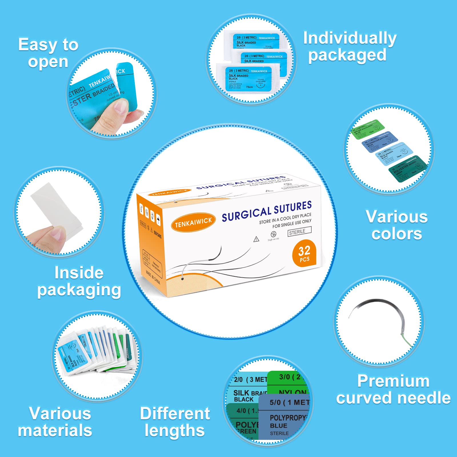 Snapklik.com : 32 Packs Sutures Thread