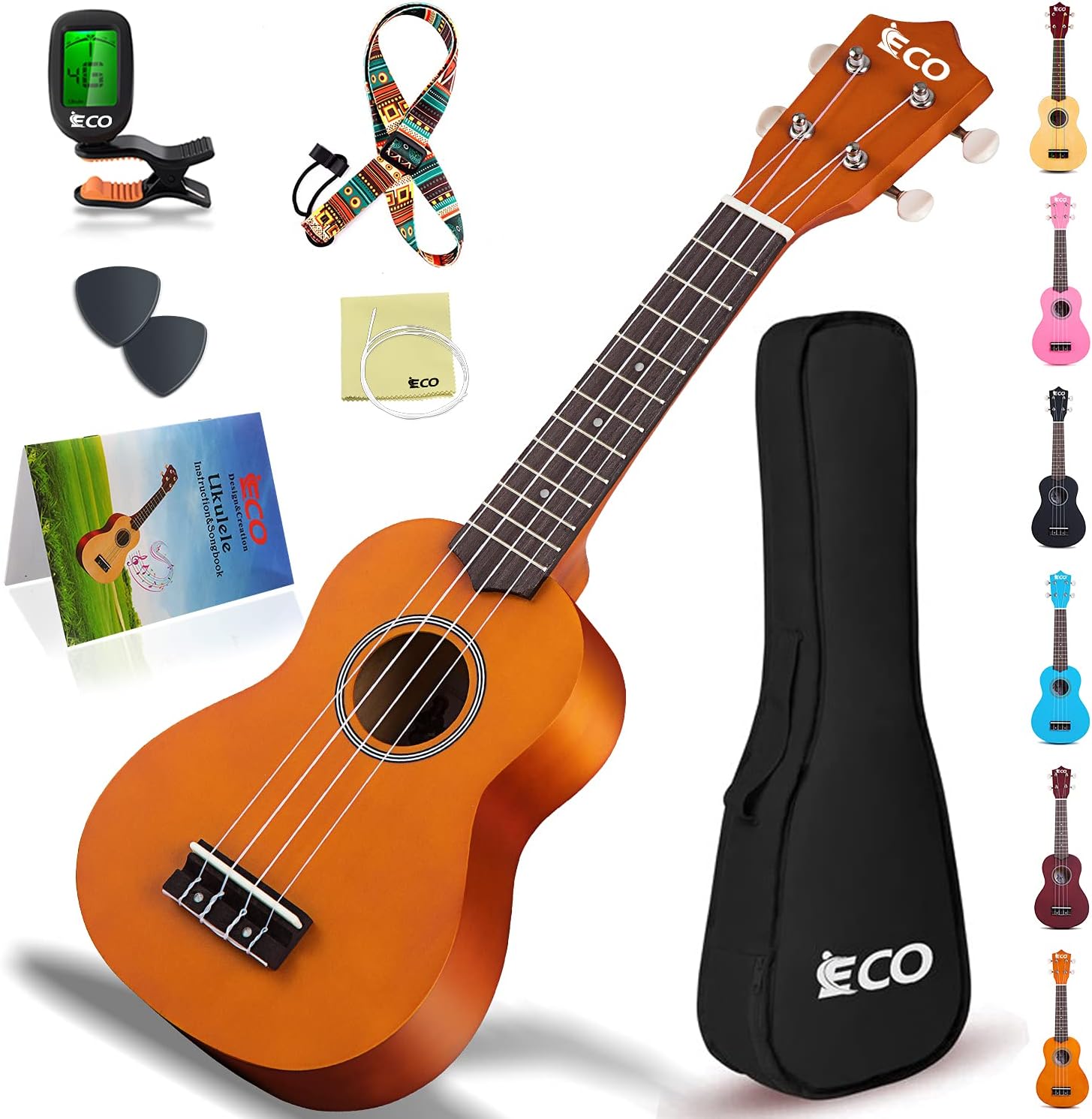 Amazon.com: iECO Soprano Ukulele Beginner Kit for Kids Adults 21 Inch ...