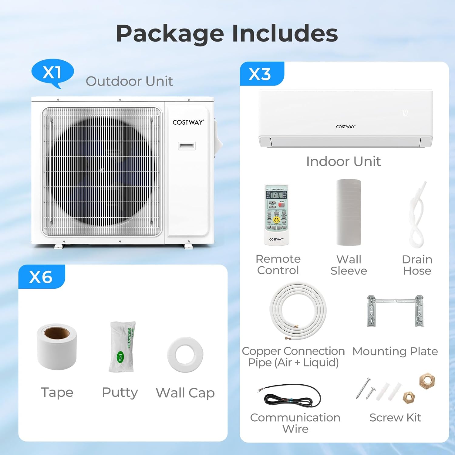 COSTWAY 30k Tri 3 Zone Mini Split Air Conditioner, Philippines | Ubuy