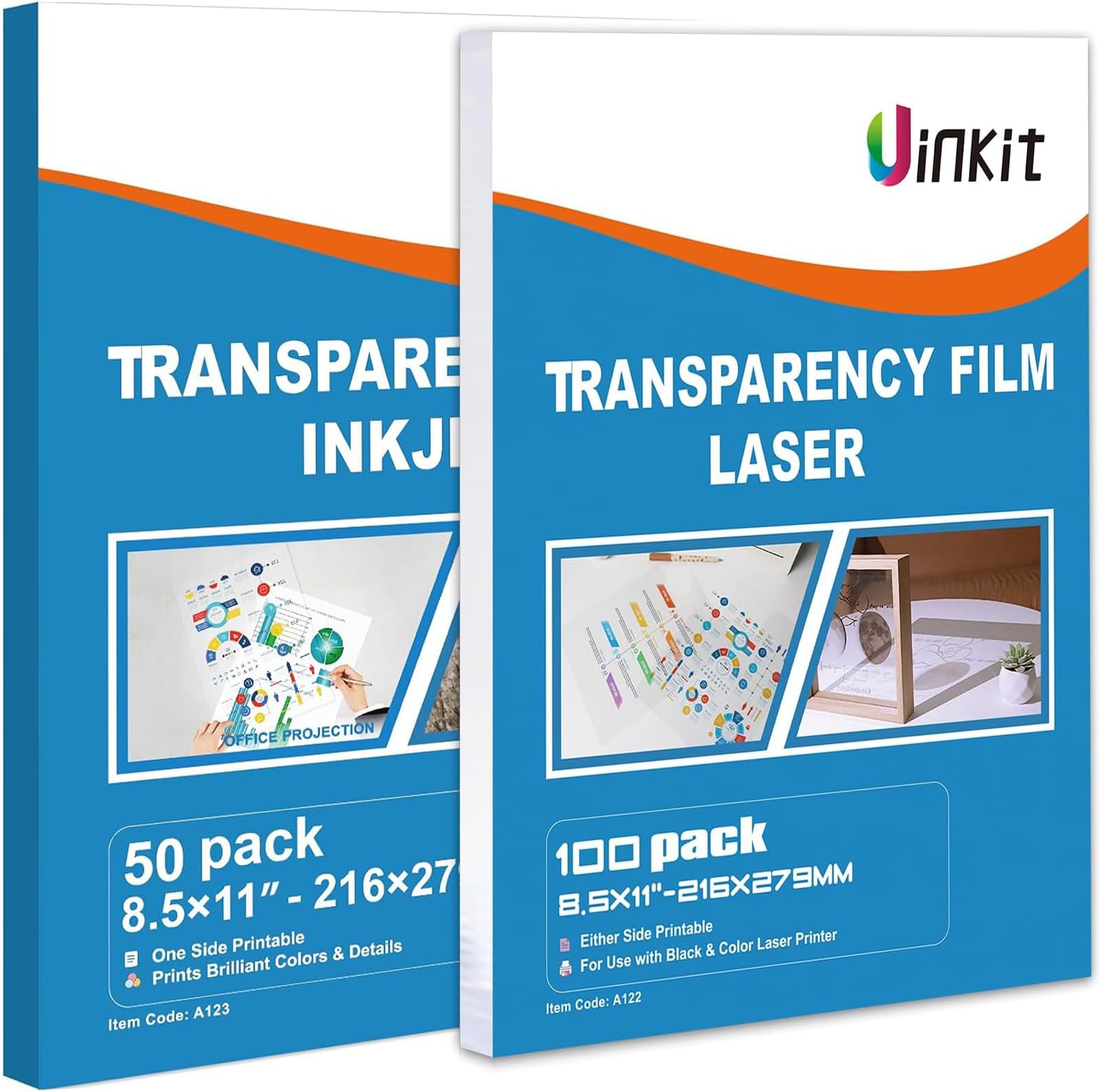 Amazon.com : Uinkit 100Sheets Laser Transparency Film and 50 Sheets ...