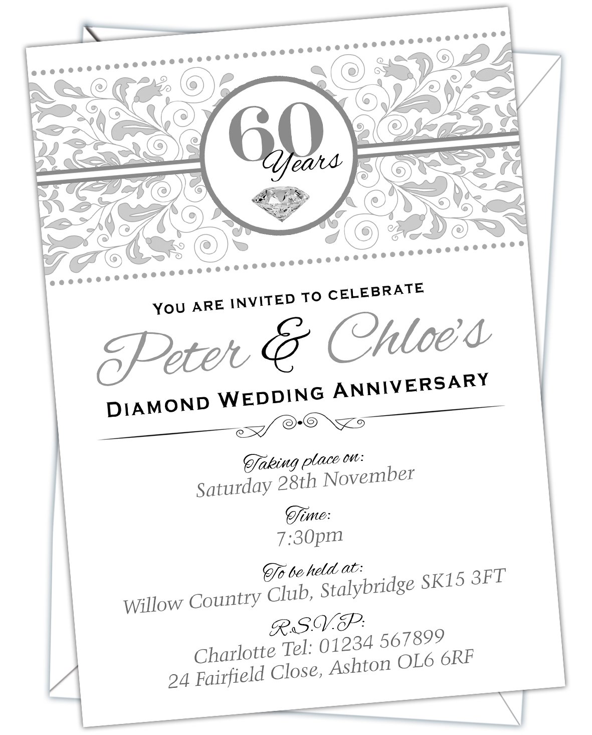 60 Wedding Anniversary Invitation Templates