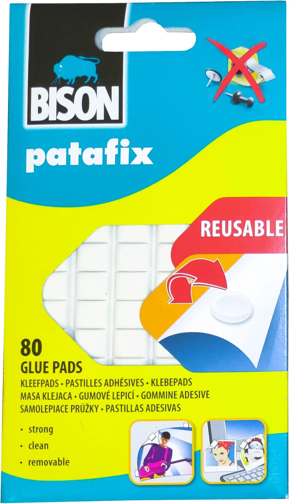 UHU Patafix blanche - pastilles adhésives prédécoupées, pâte à fixer, repositionnables, blanche ...