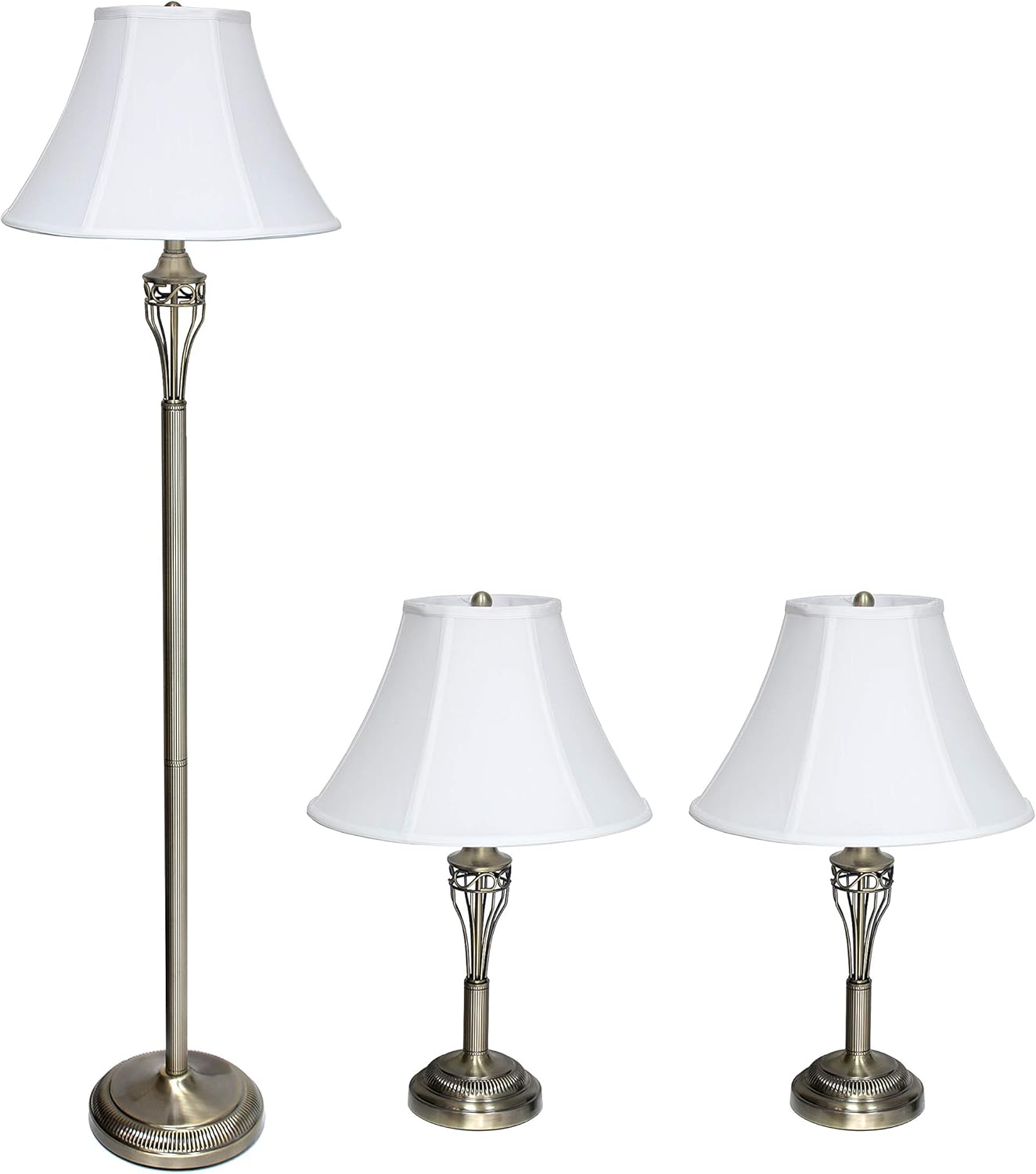 Elegant Designs LC1001-ABS Antique Brass Three Pack Lamp Set (2 Table ...