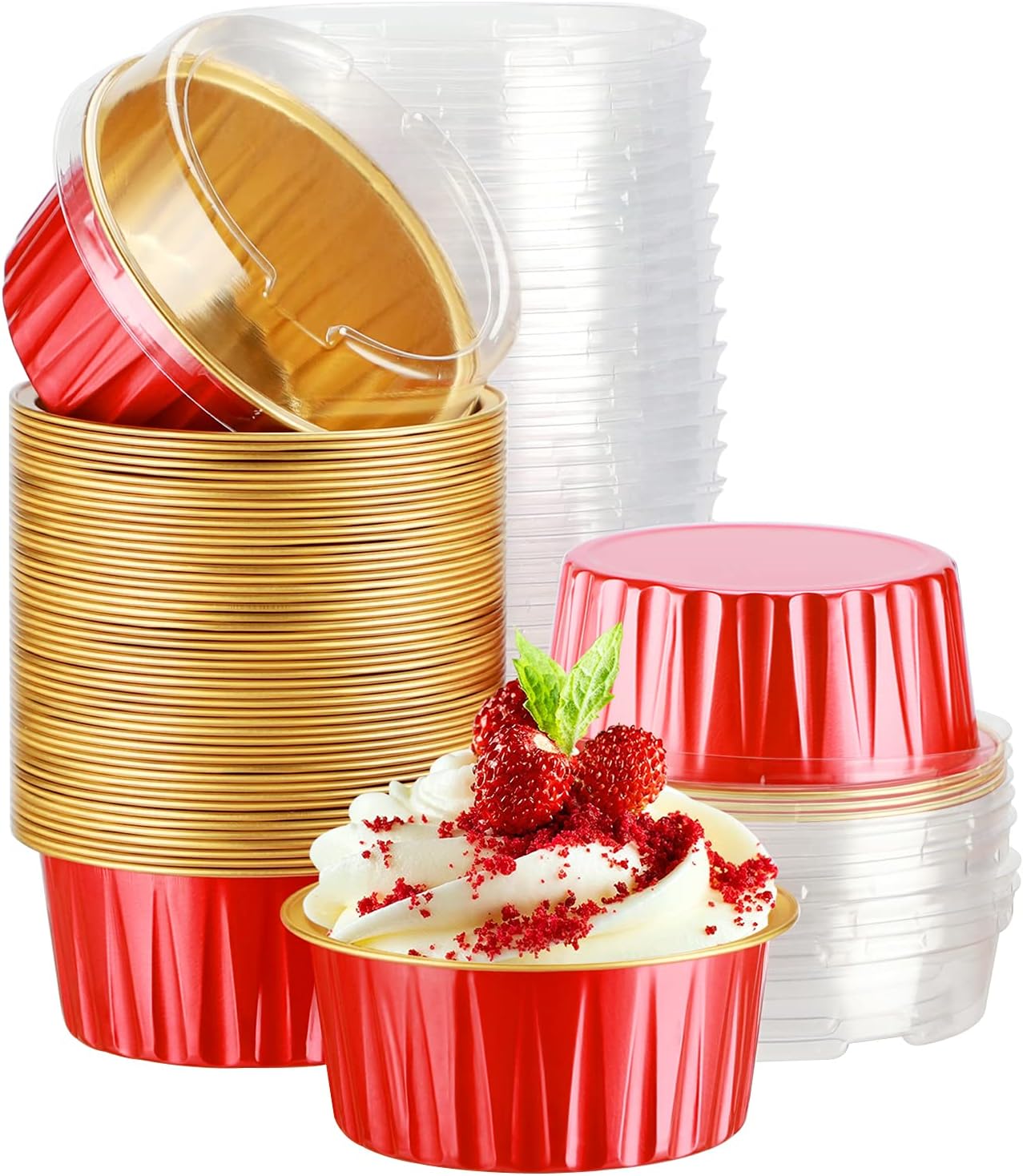 Amazon.com: Jumbo Muffin Liners with Lids 50 Pack,Free-Air 5oz Aluminum ...