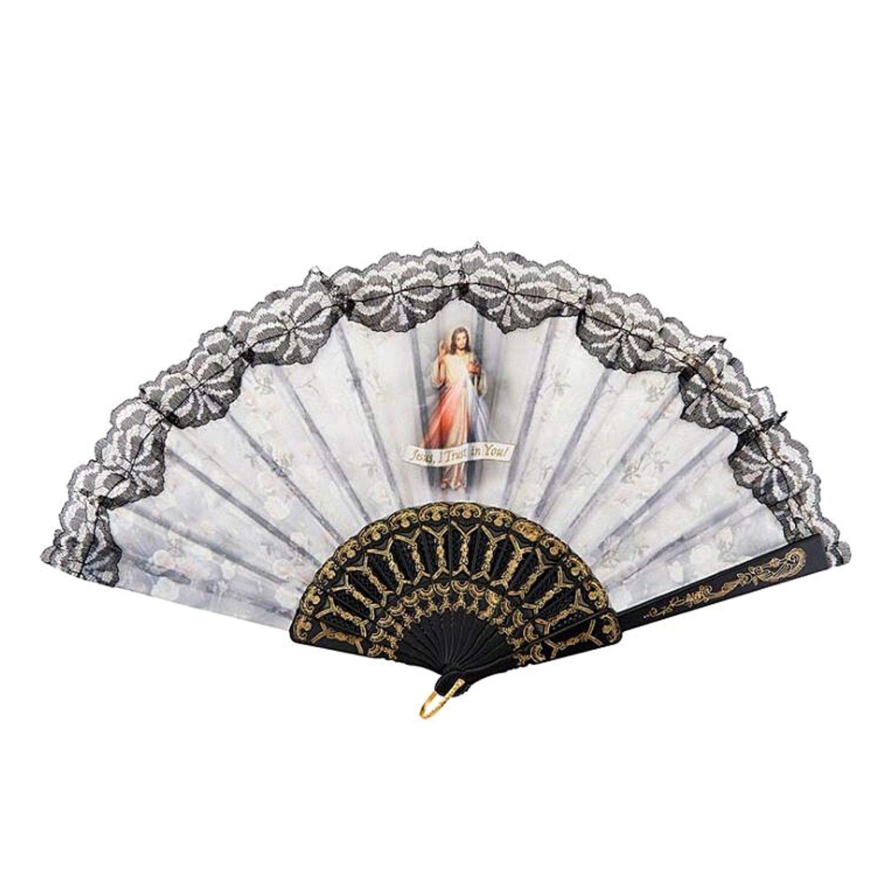 Buy Needzo Divine Mercy Foldable Hand Fan for Catholic Mass, Fabric ...