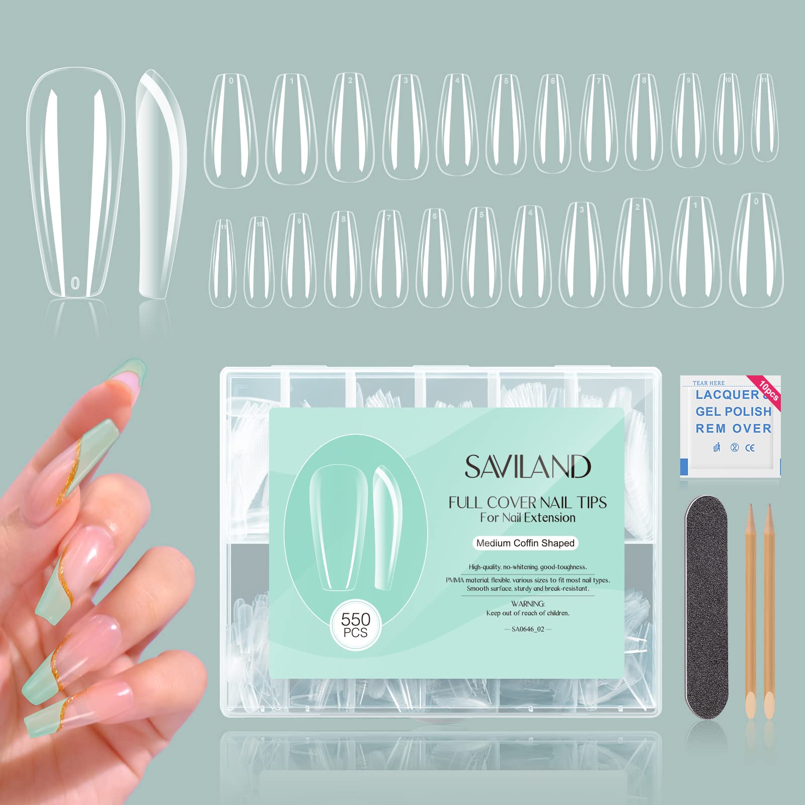 Amazon.com: Saviland Soft Gel Nails Tips Kit – 550PCS Medium Coffin ...