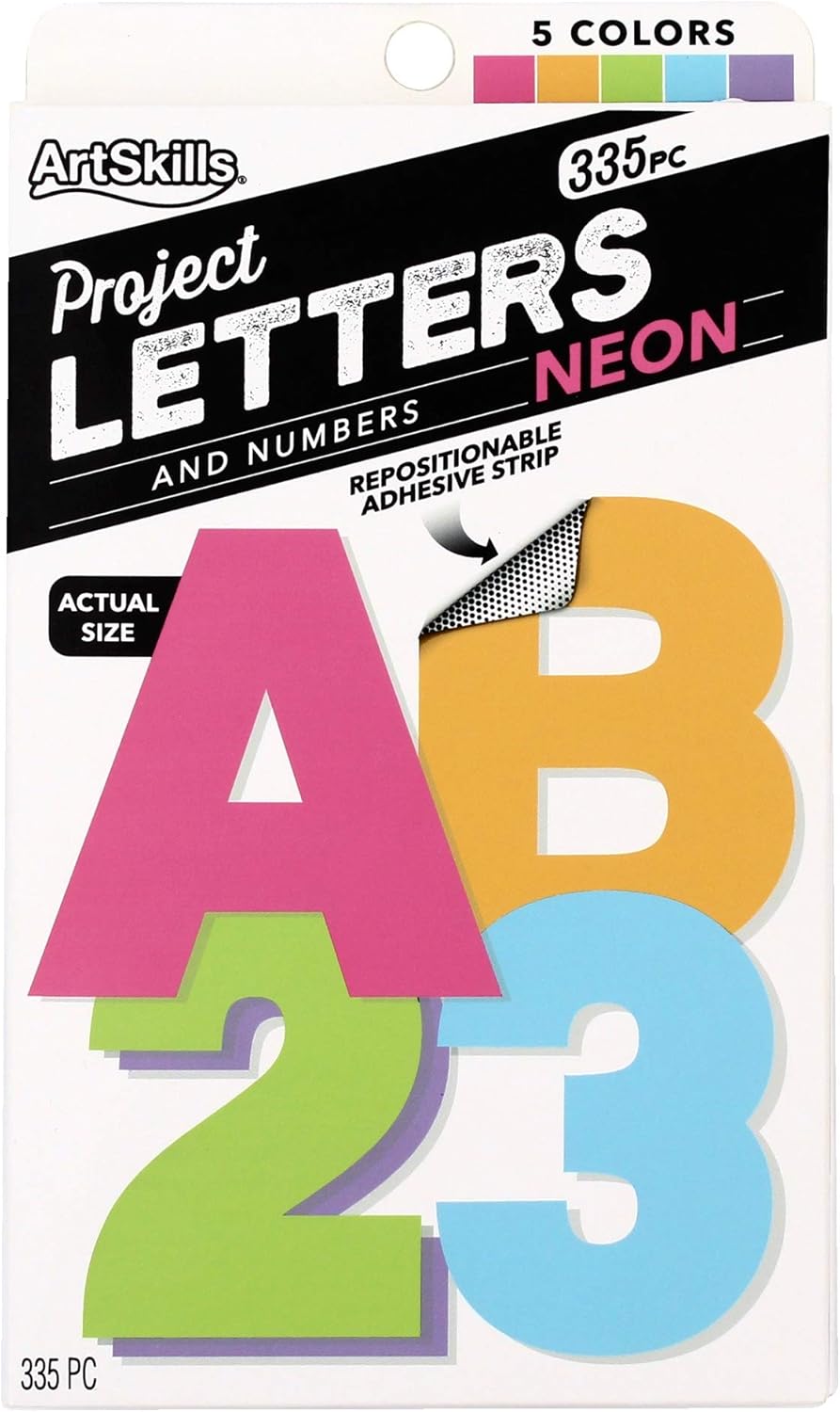 ArtSkills Poster Letters and Numbers, A-Z and 0-9, Neon Colors ...