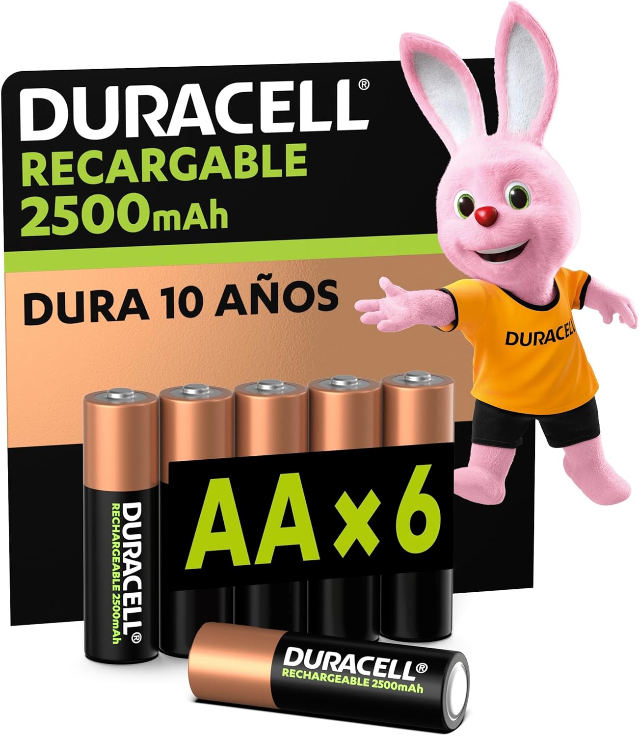 Duracell Pilas AA Recargables NiMH 2500mAh 1.2V, Baterías de Alta ...