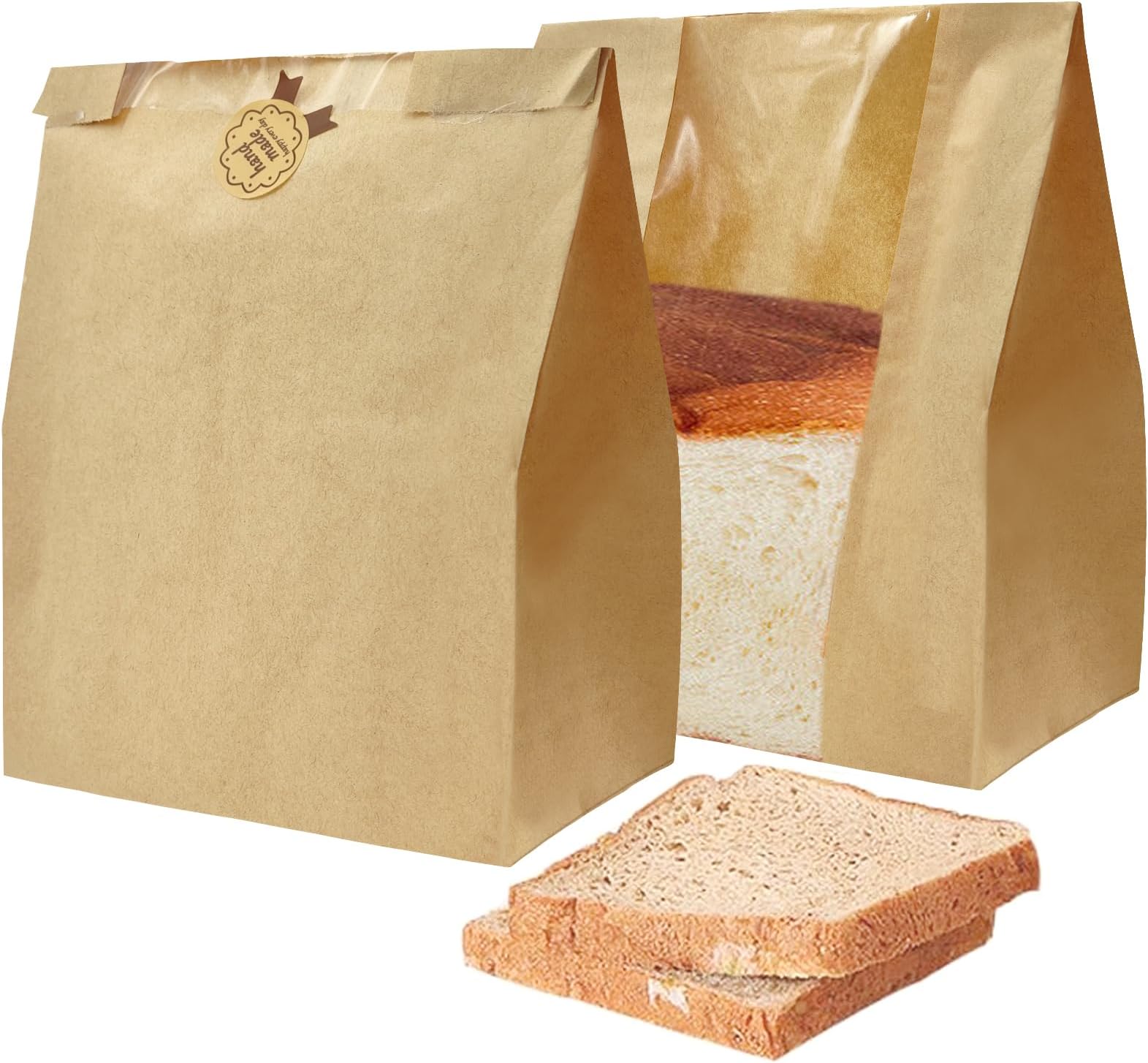 Amazon.com: Bakery Bags with Window 50 PCS Bread Bags Large Kraft Paper ...