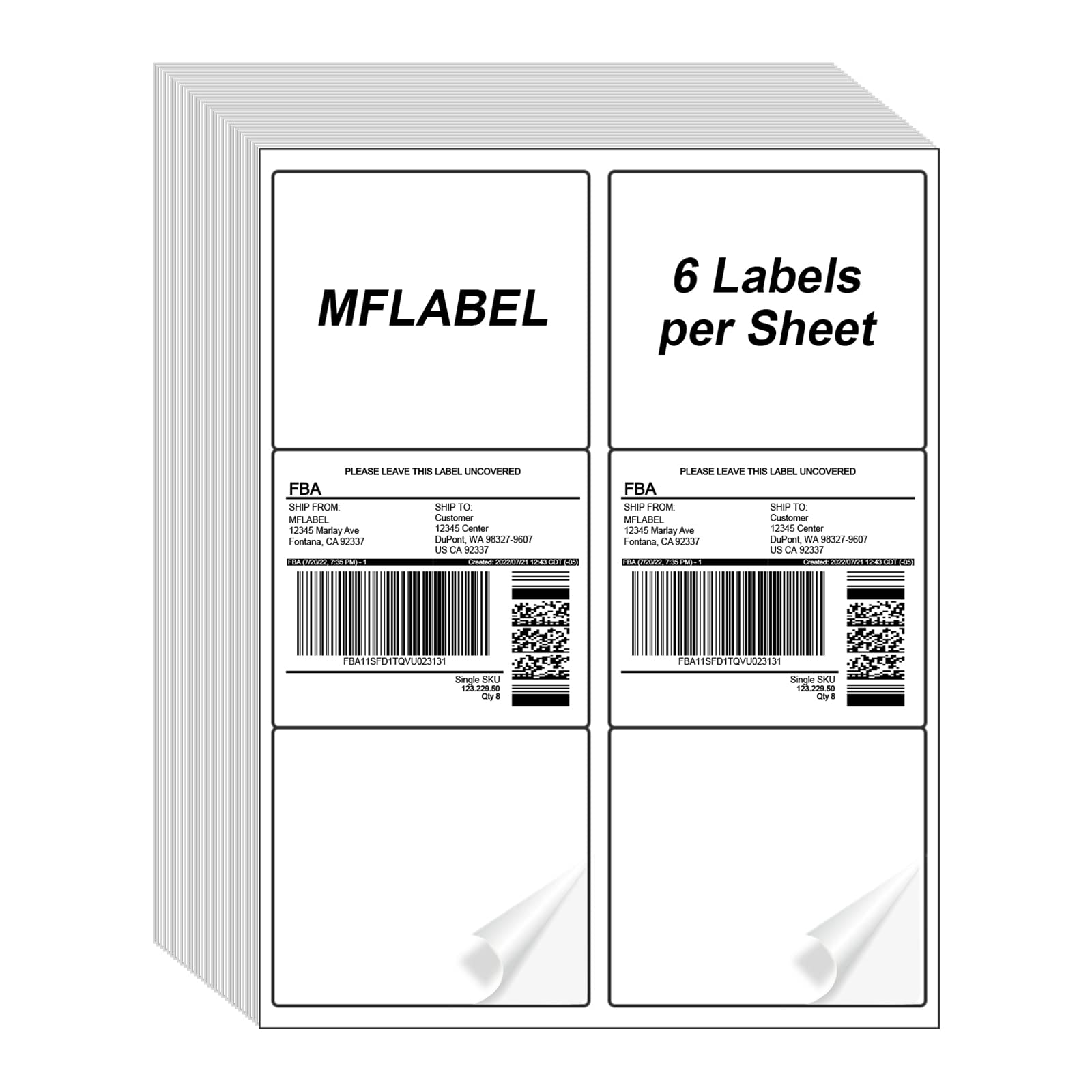 Snapklik.com : MFLABEL 3.33"x4" FBA Shipping Labels 6-UP - 500 Sheets