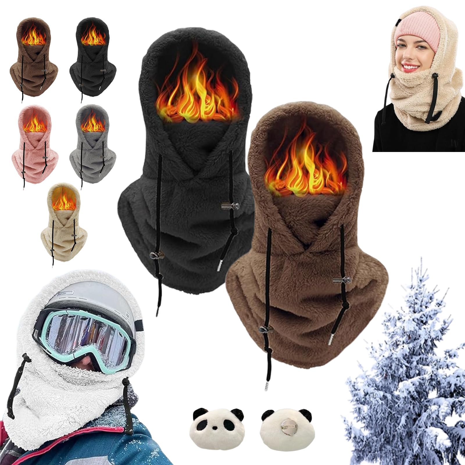 Sherpa Hood, Sherpa Hood Ski Mask, Wind-Resistant Winter Face Mask ...