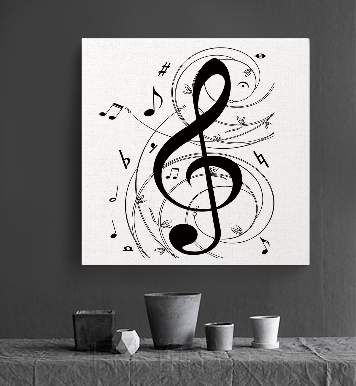 Music Notes Painting Black And White