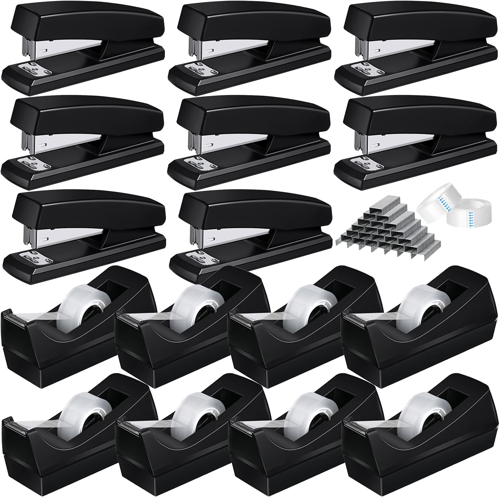 Amazon.com : 16 Pcs Desk Staplers Tape Dispensers Sets Desktop Office ...