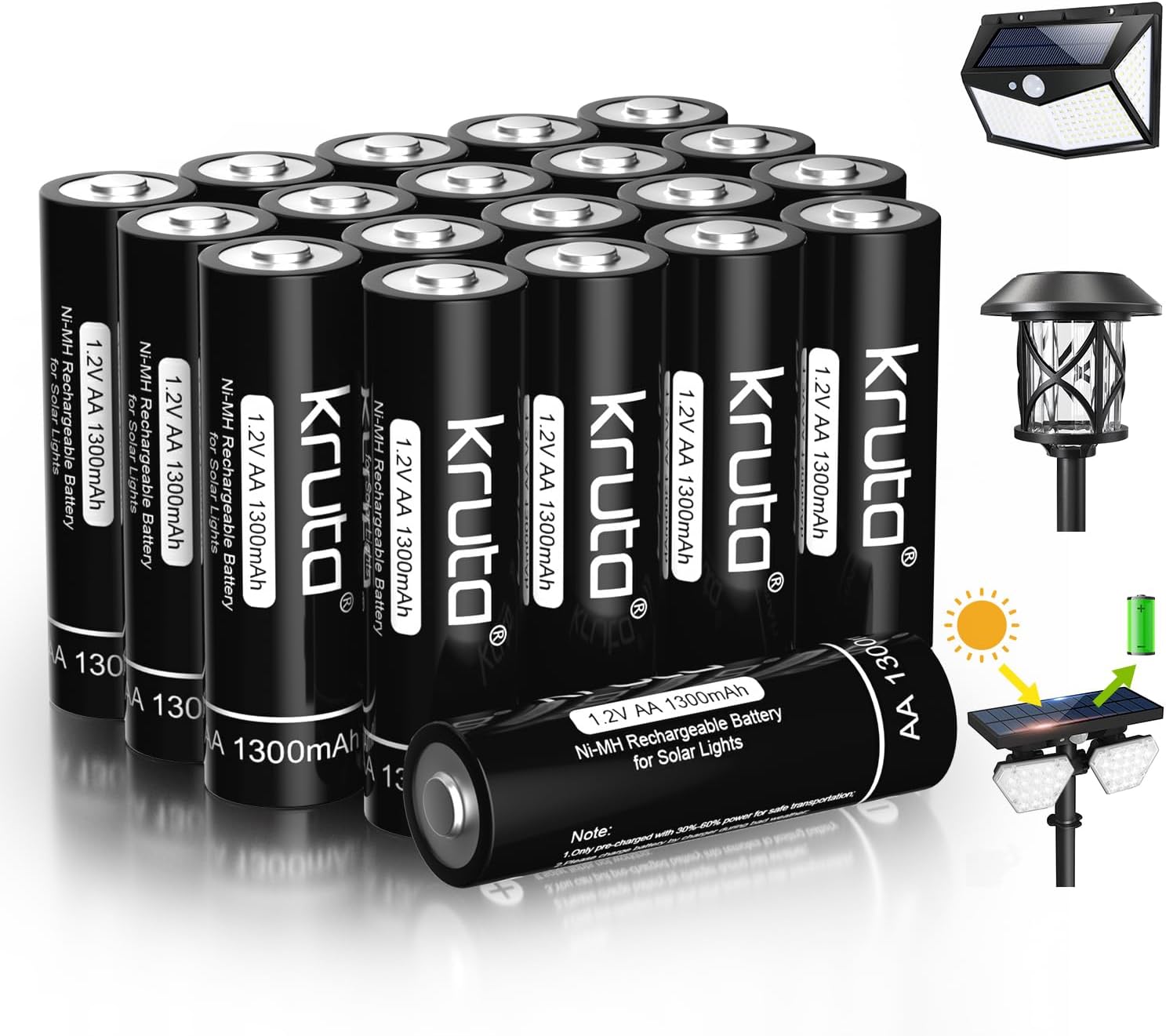 Amazon.com: Kruta Ni-MH AA Rechargeable Batteries, 20 Pack Rechargeable ...