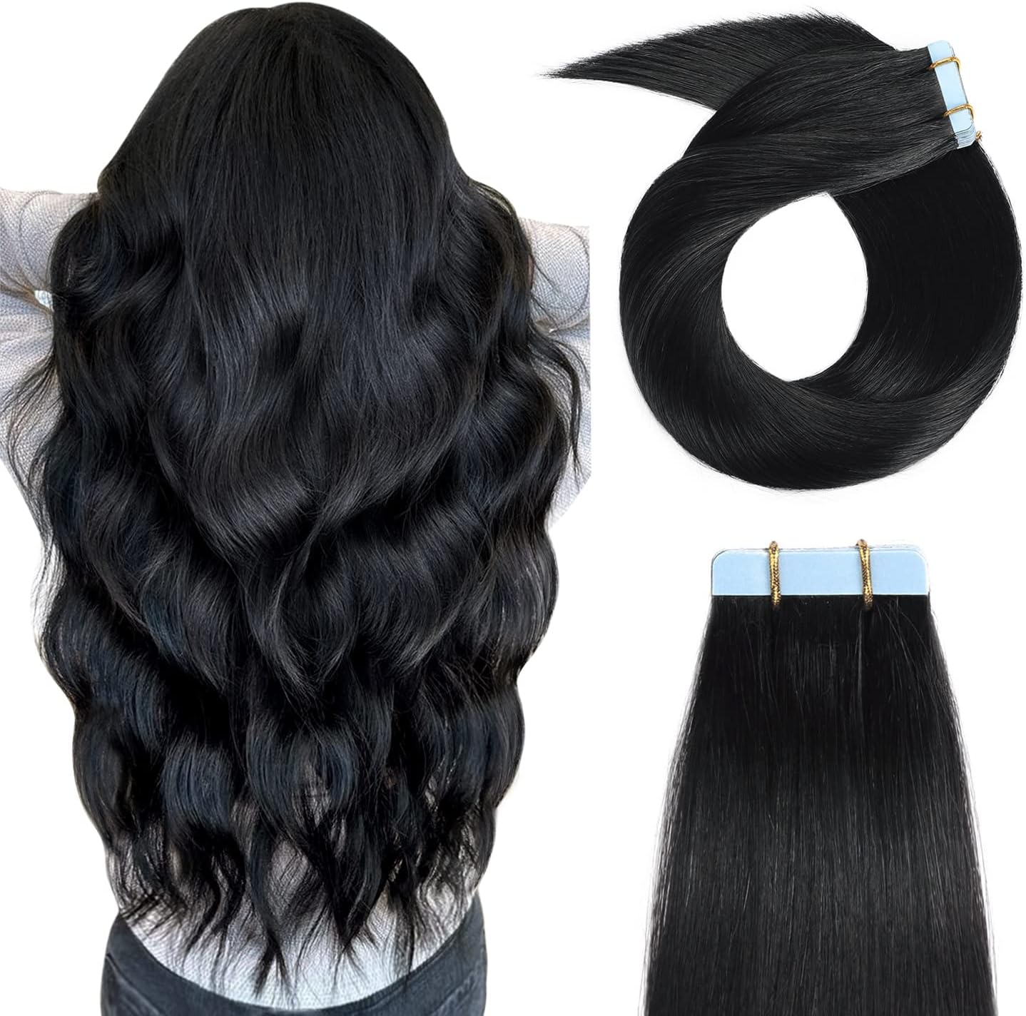 Amazon.com : MSBELLE Tape in Hair Extensions 20Inch 50g/Pack Natural ...
