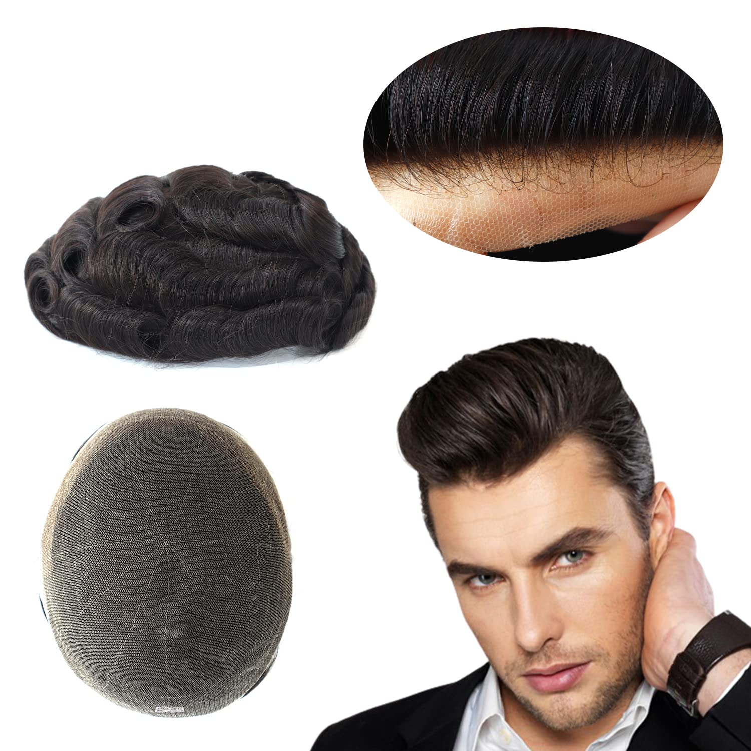 Amazon.com : HAIR NATURE Toupee for Men Human Hair, Mens Hair ...