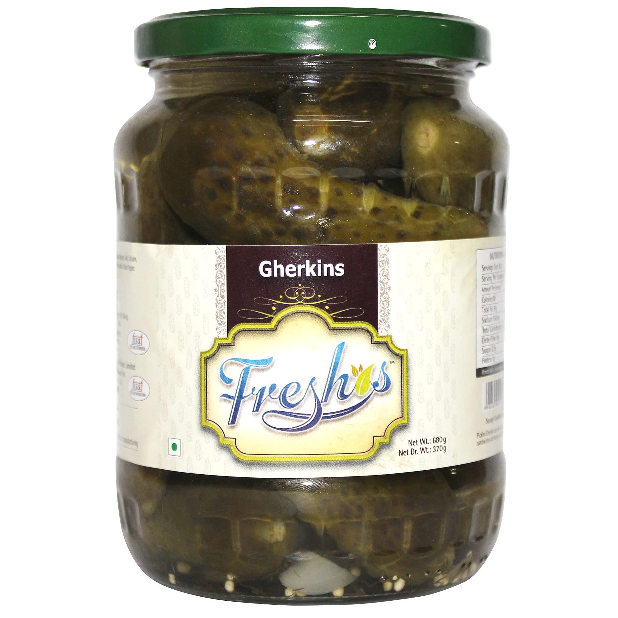 Freshos Gherkins, Green & White, Medium, Gharkins, 680 g : Amazon.in ...