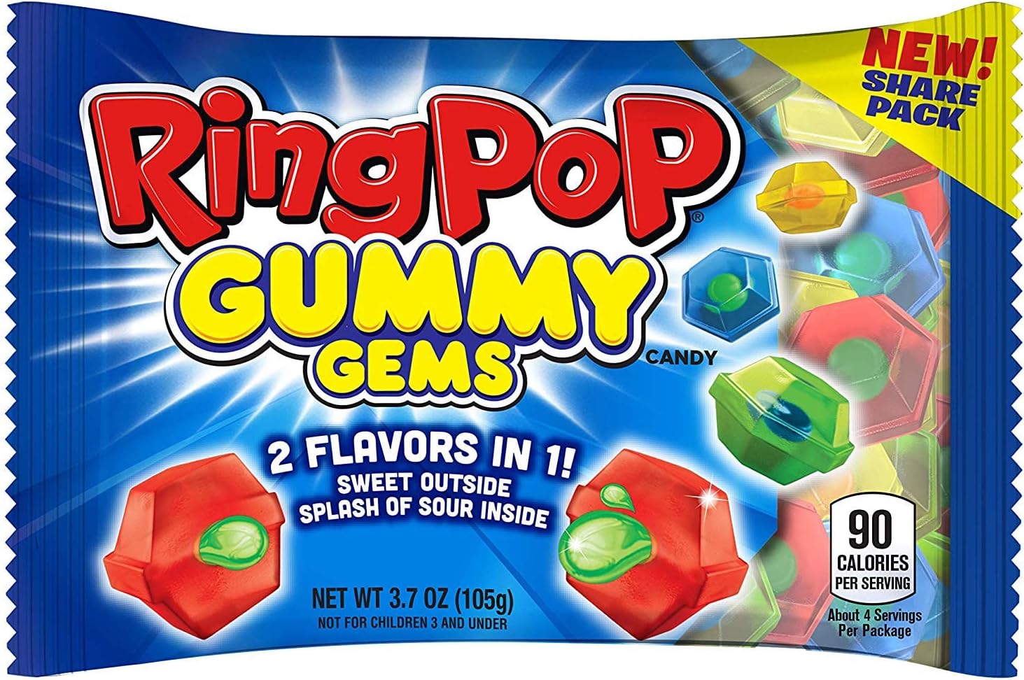 Amazon.com : Ring Pop Gummies Gems - Individual 16 Pouches Assorted ...