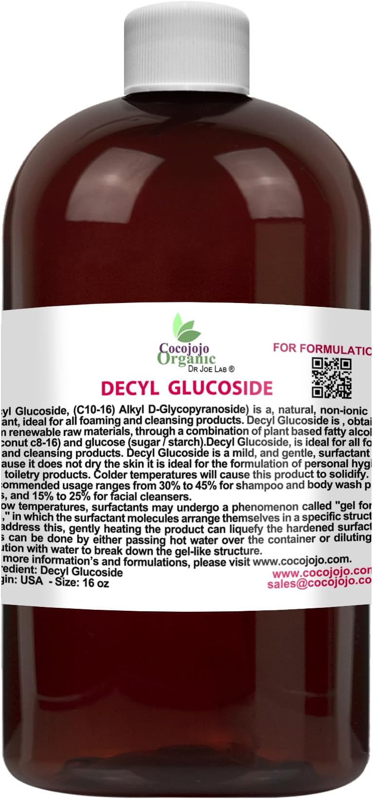 Amazon.com : Dr Joe Lab Decyl Glucoside Natural Surfactant - 16 oz ...