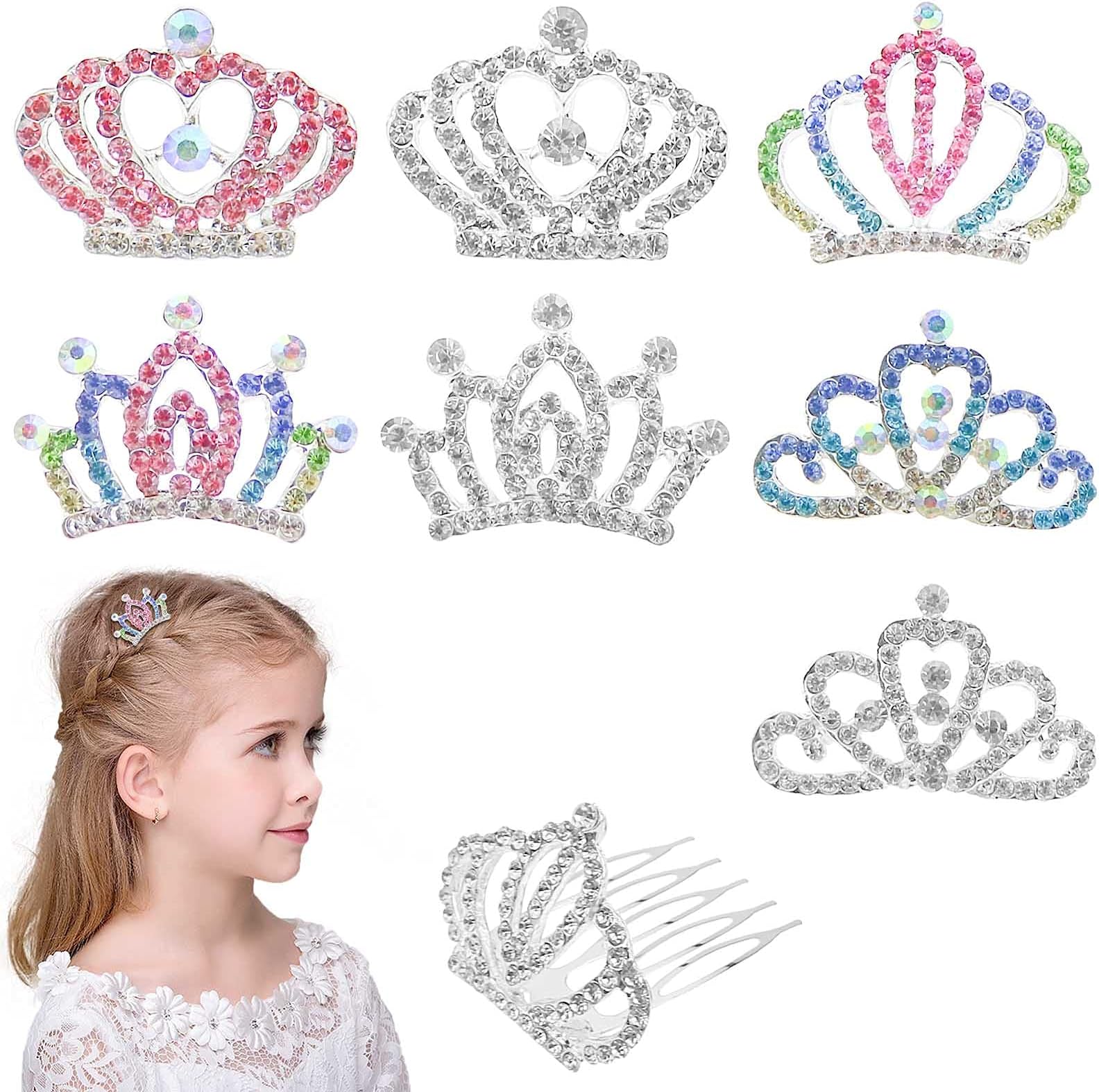 Amazon.com: NODG 3 Pieces Silver Tiaras Crown with Hair Comb Mini ...