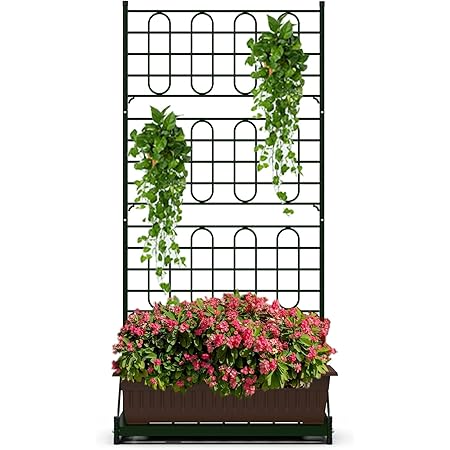 Amazon.com : Elevens Metal Planter with Trellis, Trellis with Planter Box & Privacy Screen ...