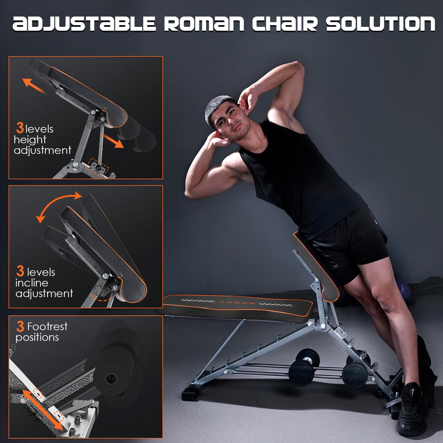 Snapklik.com : Weight Bench, 2 In 1 Workout Bench Roman Chair ...
