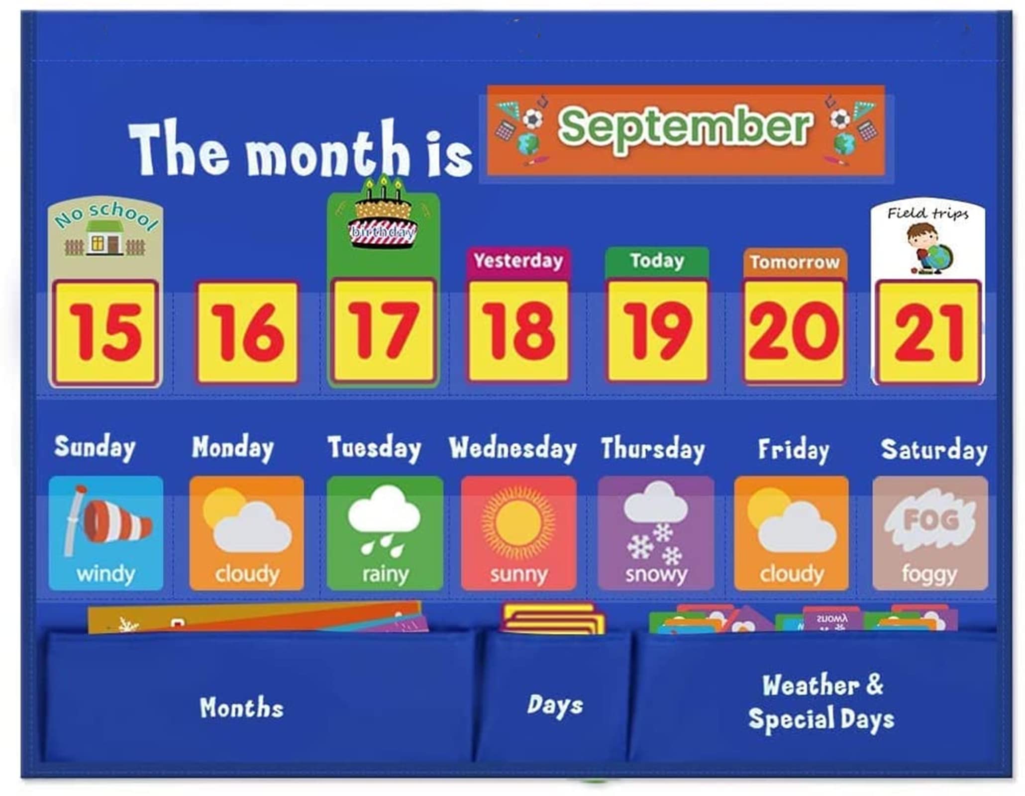 Weather Chart For Preschool Classroom Calendar Pocket Chart Kids ...