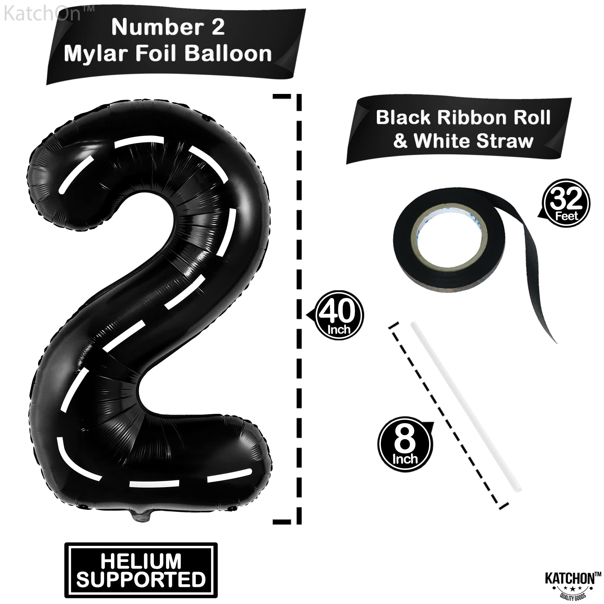 Snapklik.com : Giant Black Number 2 Balloon - 40 Inch Foil Number ...