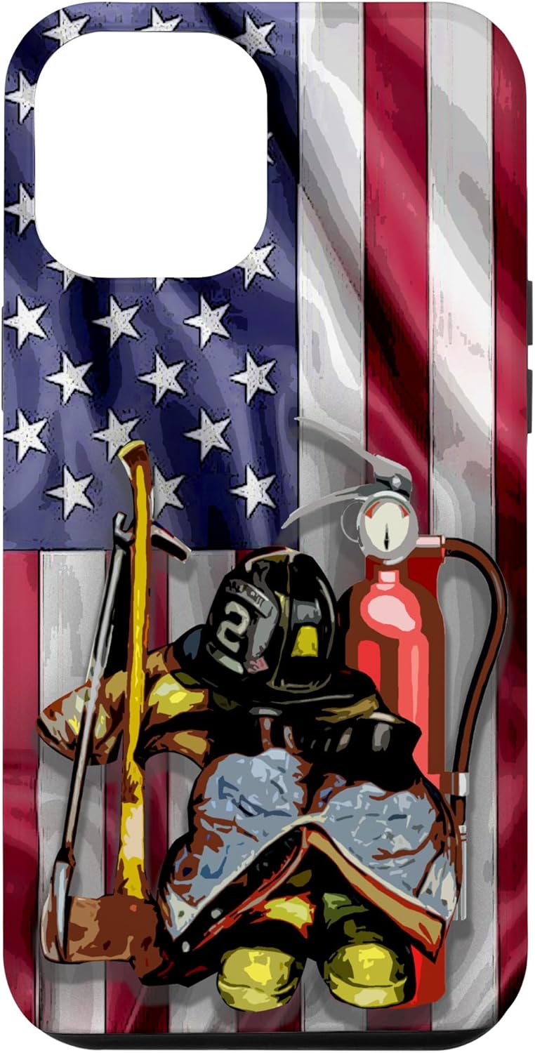 Amazon.com: iPhone 13 Pro Max Firefighter equipment american flag ...