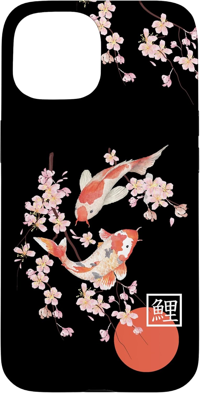 Amazon.com: Cherry Blossom Koi Carp Fish Japanese Sakura Graphic Art ...