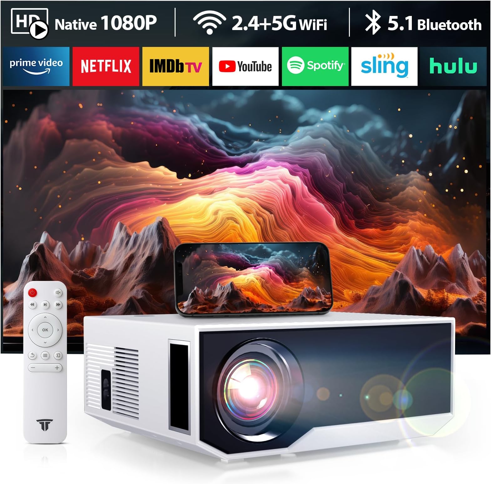 Amazon.com: 2024 Newest Projector with Wifi Bluetooth, 15000lux 500ANSI ...