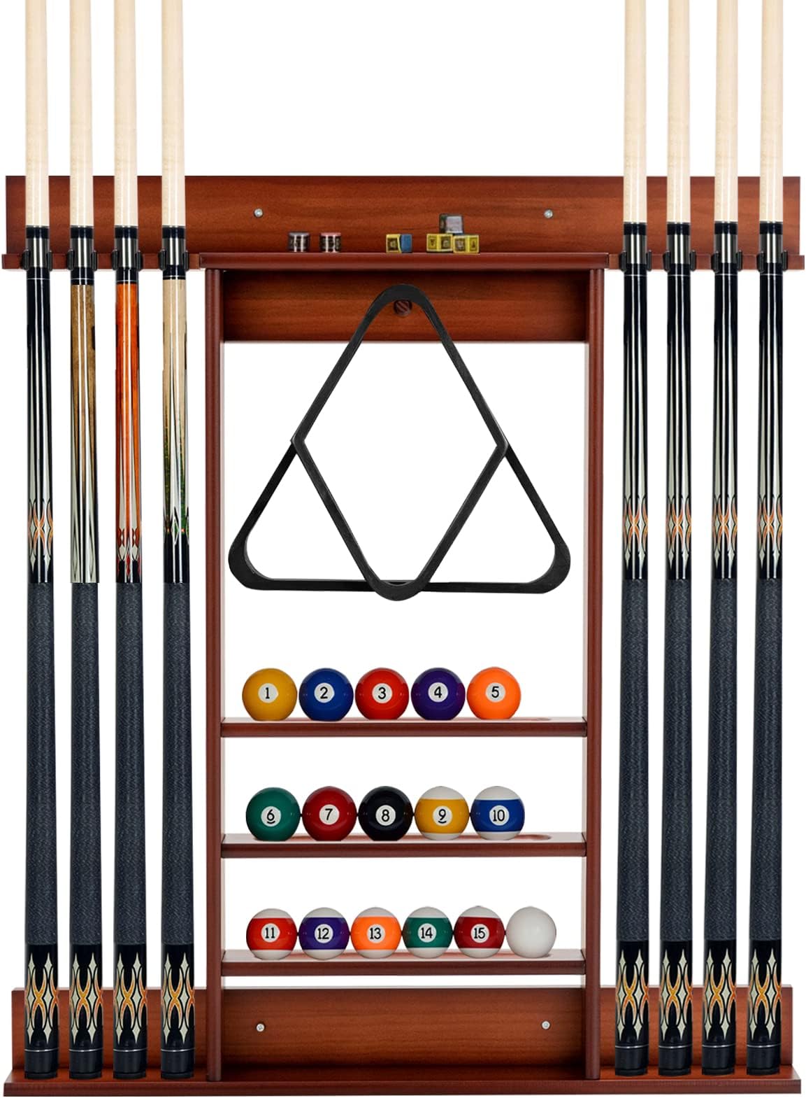 Omevett 6 Pool Cue Holder Wall Mounted Pool Cue Rack Billiard Pool Cue ...