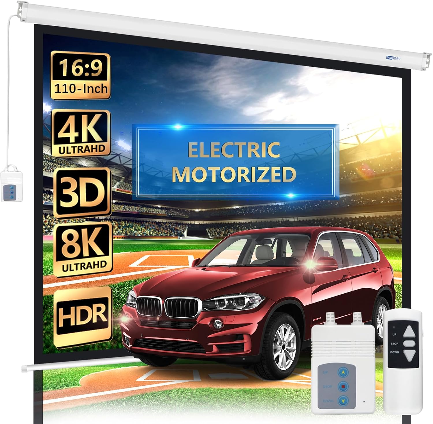 Amazon.com: Motorized Projector Screen 110" - Indoor and Outdoor Movies ...