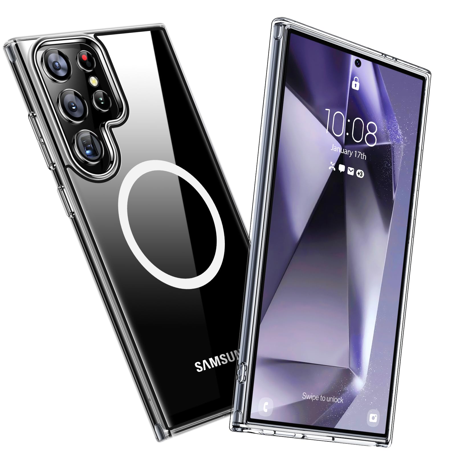 Humixx Magnetic for Samsung Galaxy S24 Ultra Case Clear [Compatible with MagSafe] [Non-Yellowing ...