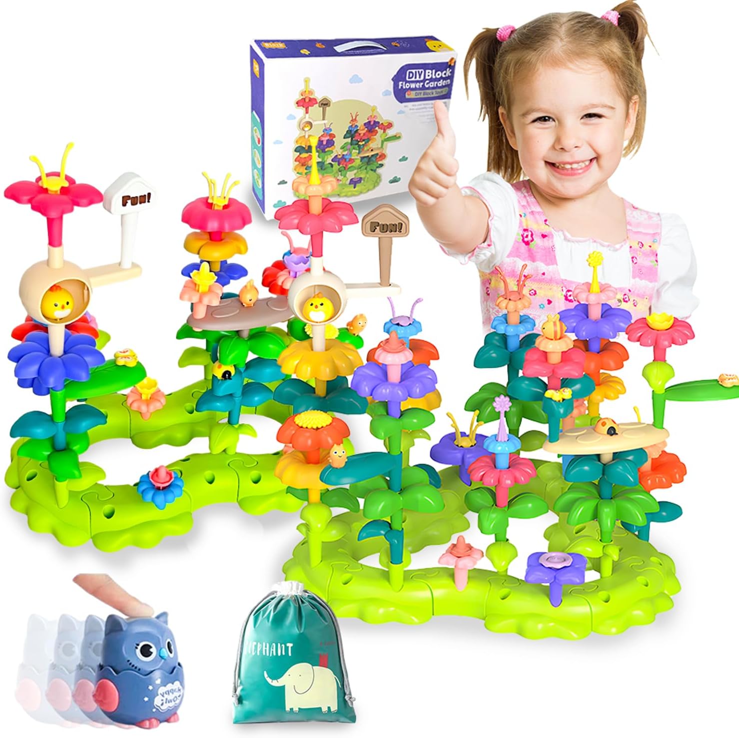 Amazon.com: Flower Garden Building Toy Set for Toddler Girl STEM ...