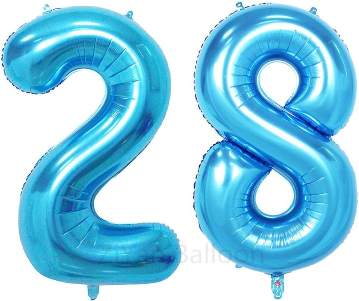 Amazon.com: ZiYan 40 Inch Giant 28th Blue Number Balloons,Birthday ...
