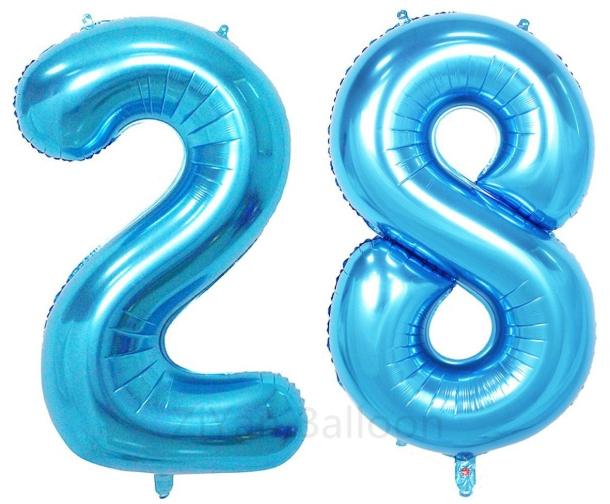 Amazon.com: ZiYan 40 Inch Giant 28th Blue Number Balloons,Birthday ...