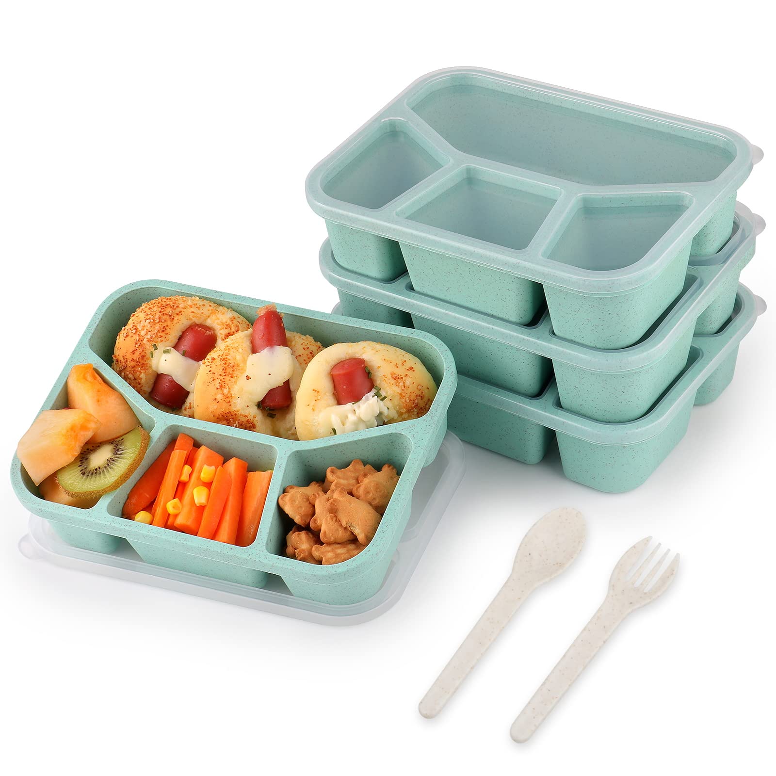 Amazon.com: 4 Compartments Lunch Containers for Kids Adult, 4 Pack ...