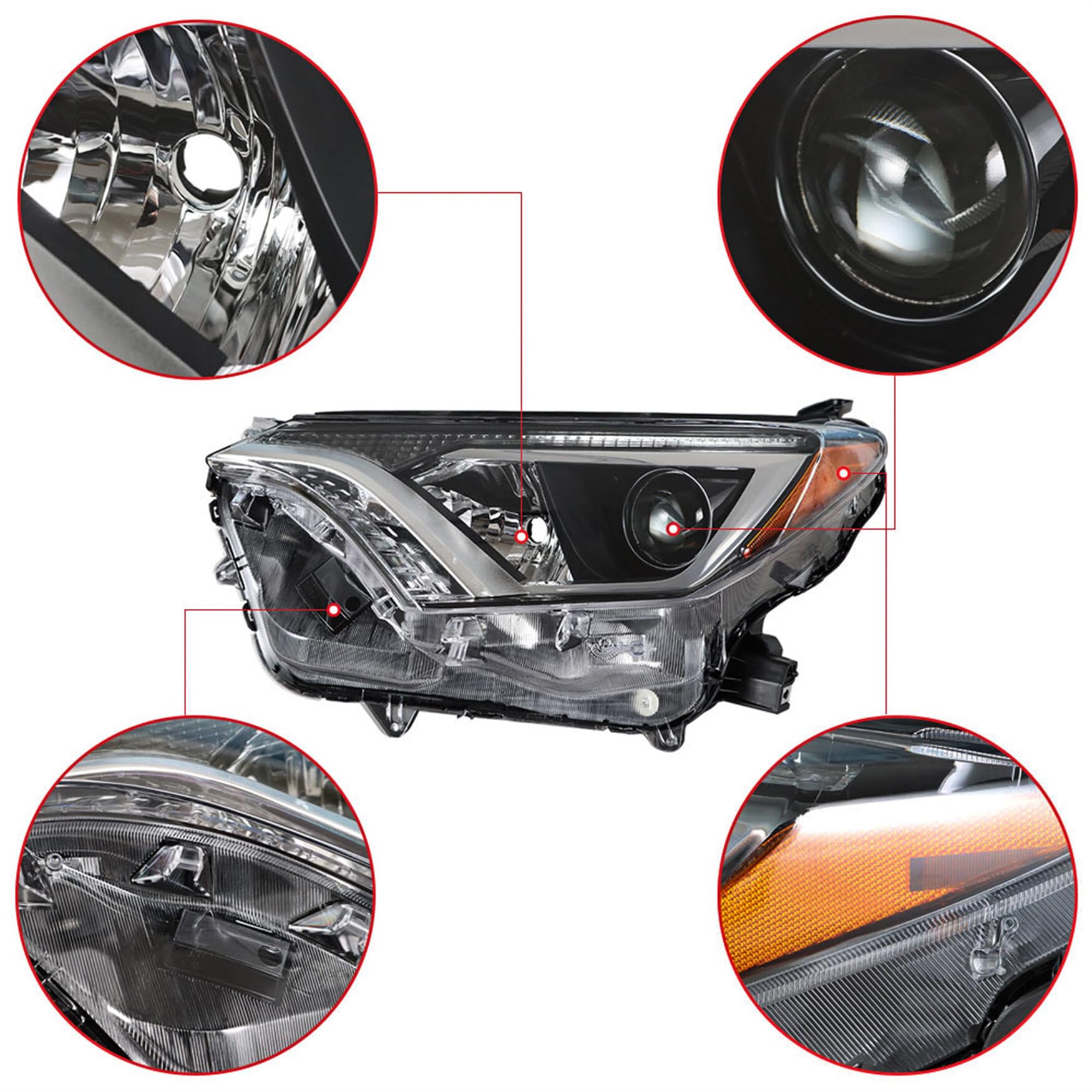 WFLNHB Headlight Assembly Compatible Replacement for Toyota Rav4 2016 ...
