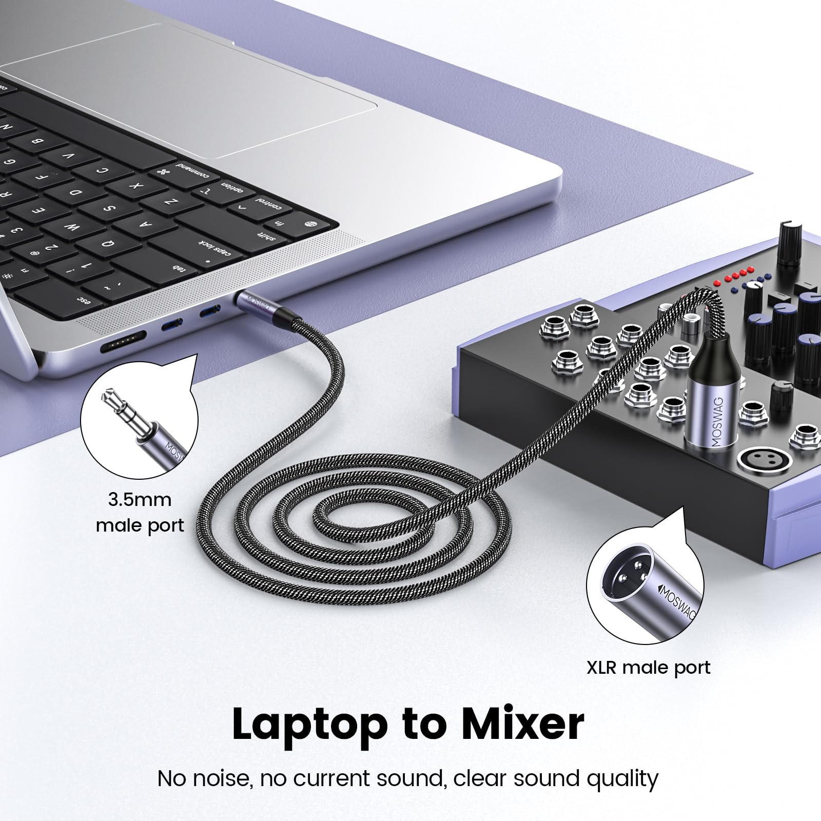 MOSWAG 3.5mm to XLR Cable, XLR to 3.5mm Micphone Cable, 1/8 inch Mini ...