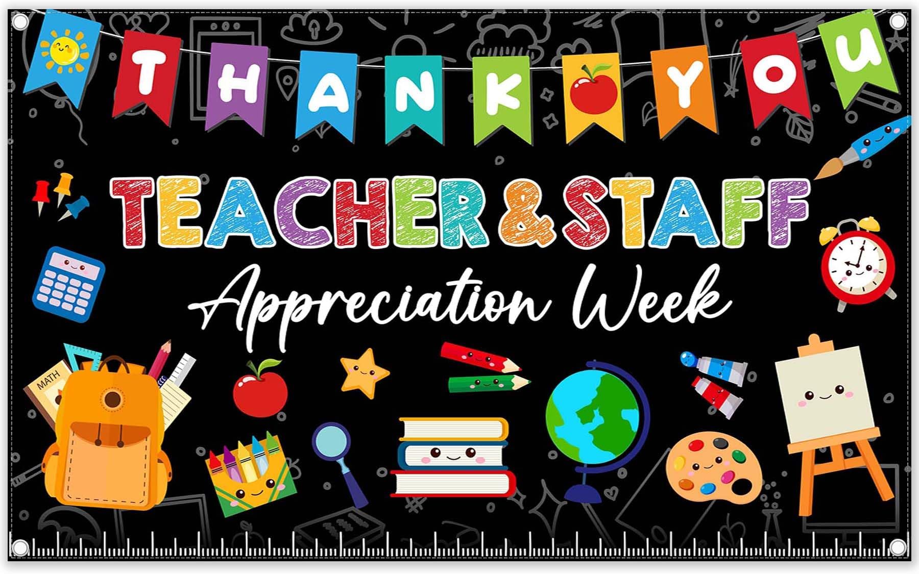 Amazon.com : ZTHMOE 72x43inch Fabric Thank You Teacher and Staff ...