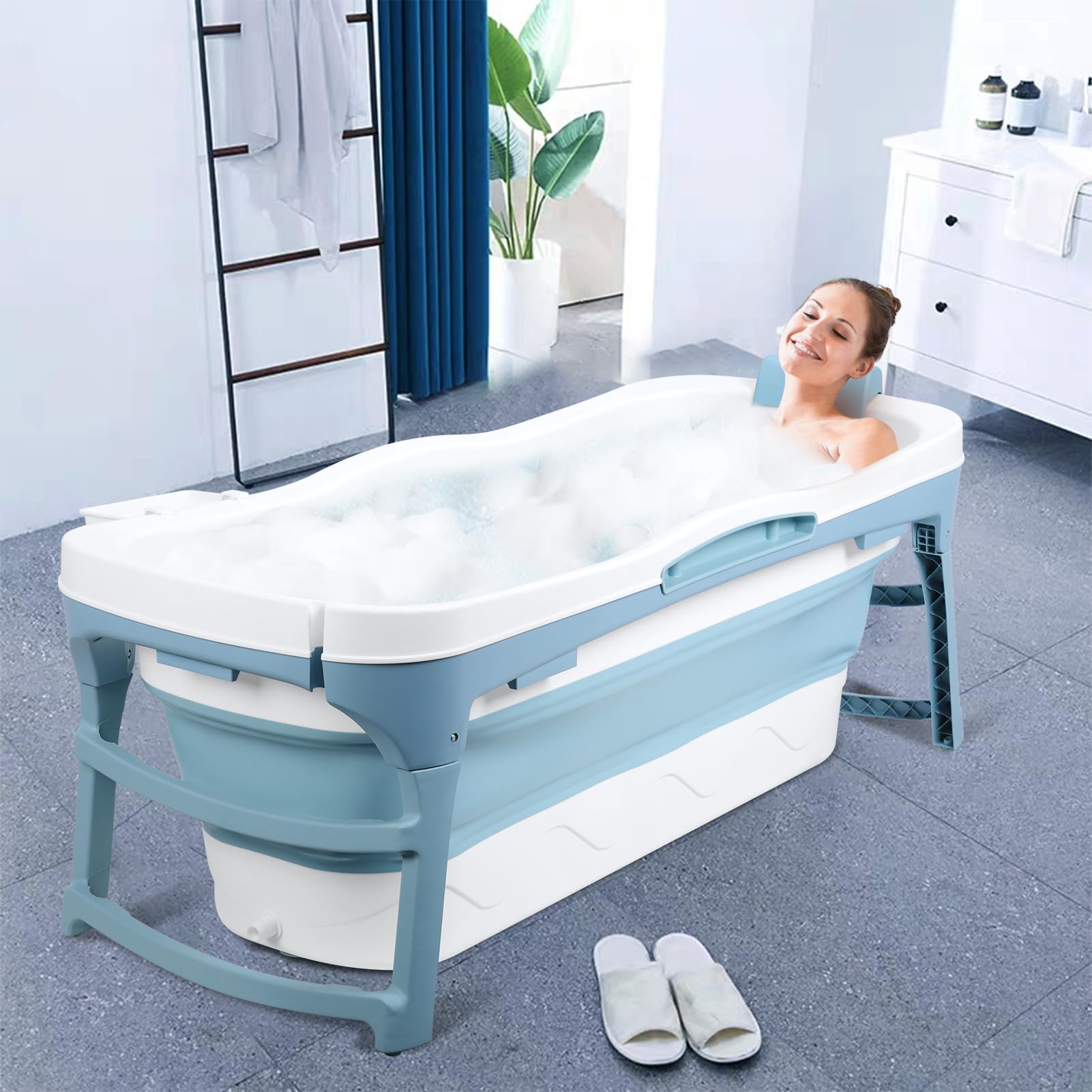 Large Size Foldable Portable Bathtub for Adults, 56 Inch Freestanding ...