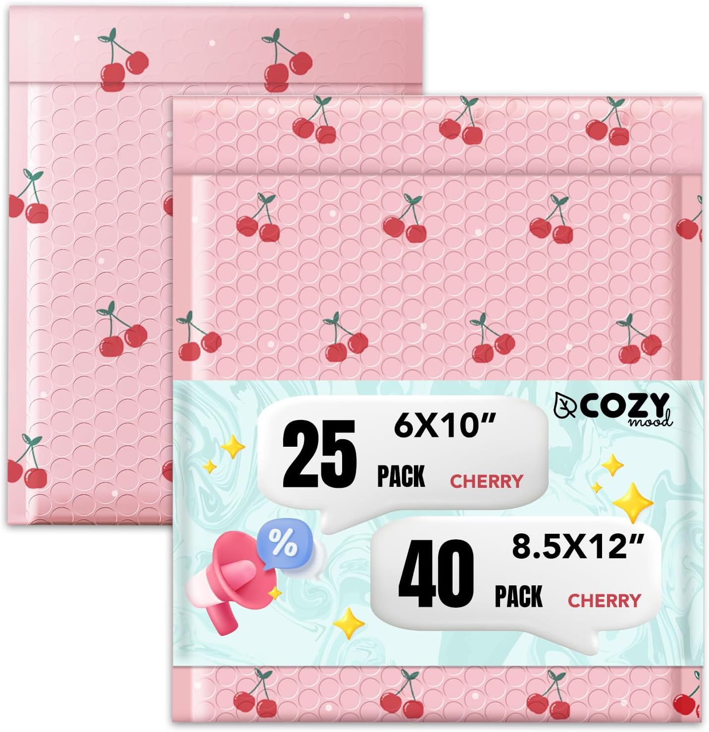 Amazon.com : Cozymood Cute Bubble Mailers 6x10 Inch 25 Pack Cherry ...