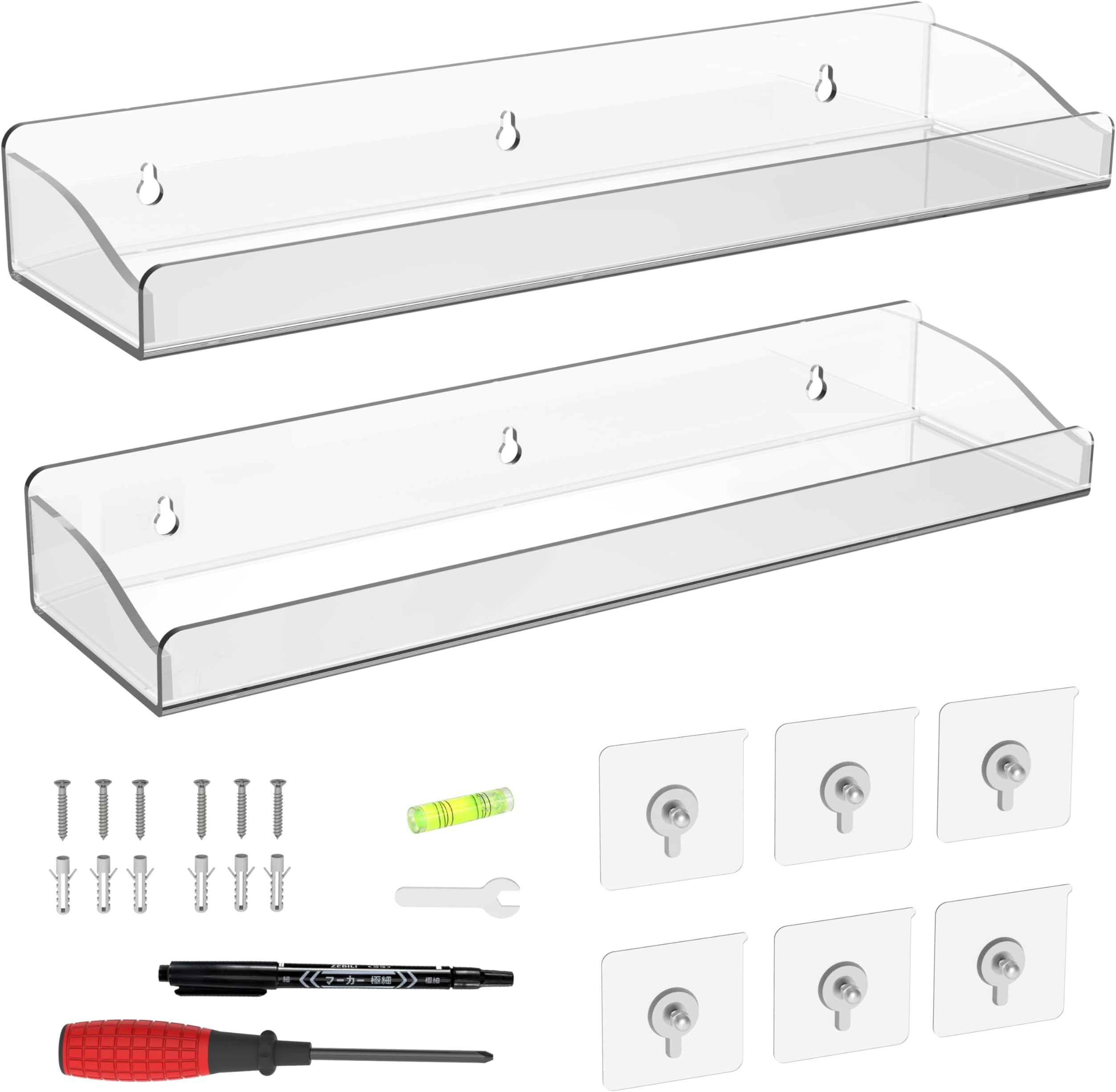 Amazon.com: JiePai Acrylic Shower Caddy Shelves, 2 Pack Self Adhesive ...