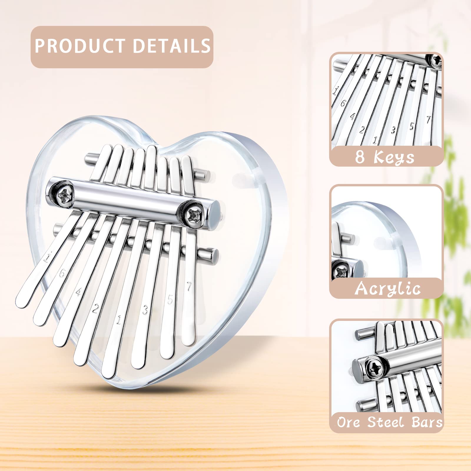 Snapklik.com : Mini Kalimba Thumb Piano 8 Keys,Portable Solid Wood ...