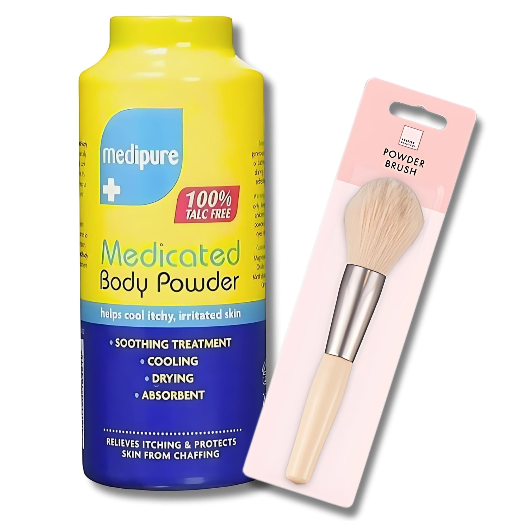 Medipure Medicated Body Powder & Powder Brush Set: 100% Talc-Free, All ...