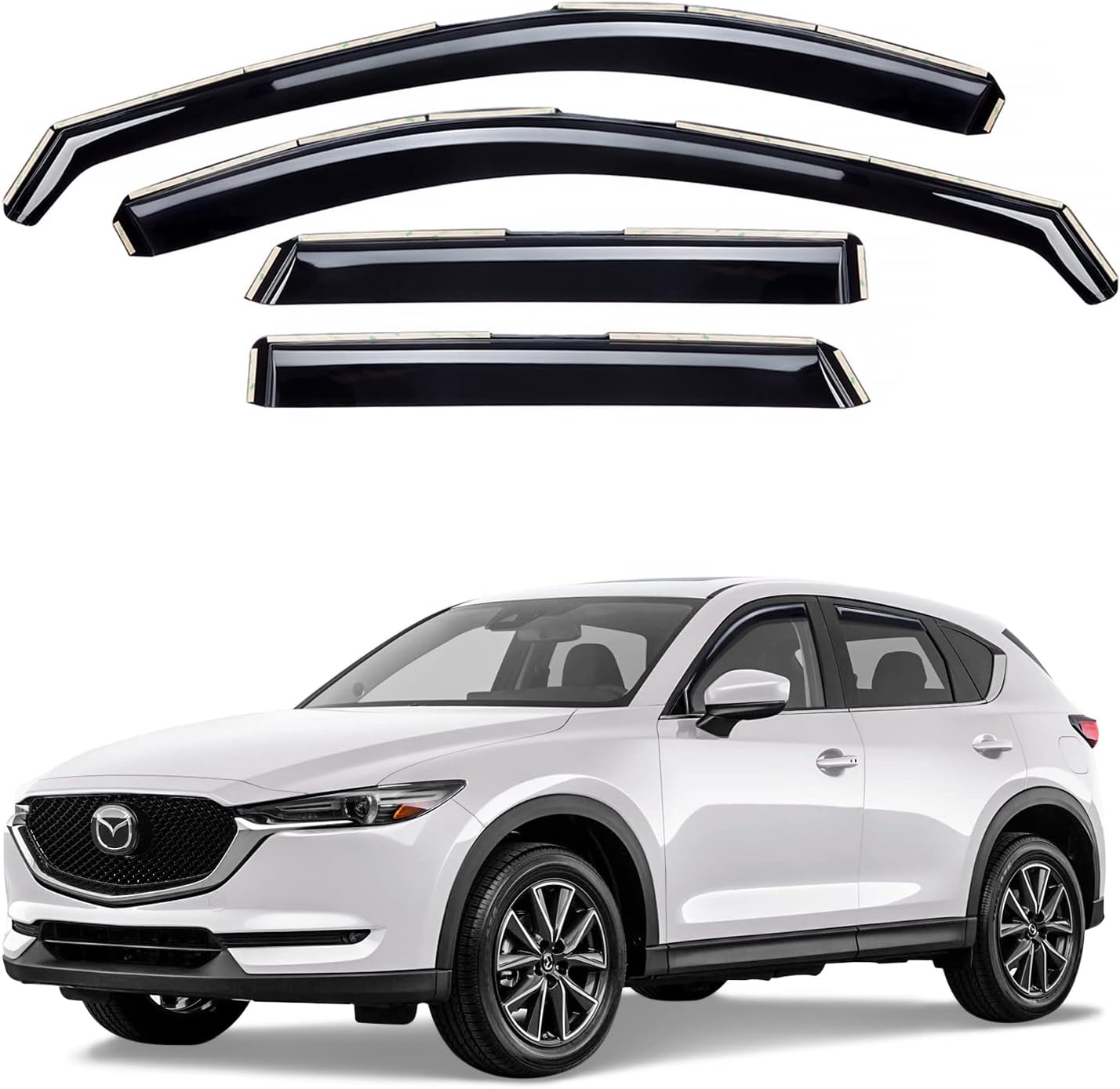 Amazon.com: 2017-2024 Tape-On Side Window Visor Deflectors for Mazda CX ...